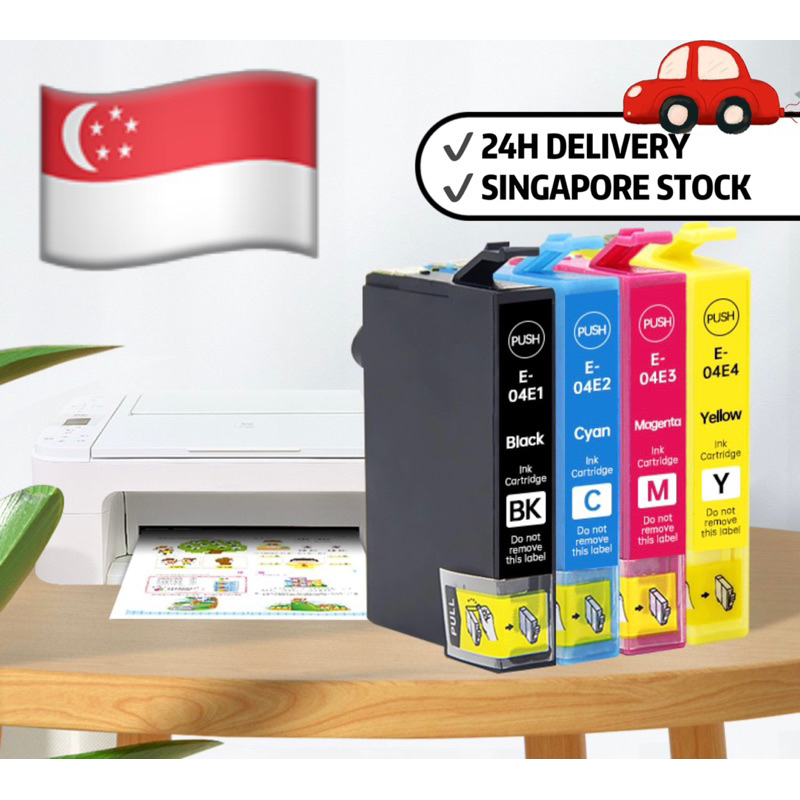 [SG STOCK] Compatible Epson 04E Ink T04E190 Black Cyan Magenta Yellow ...