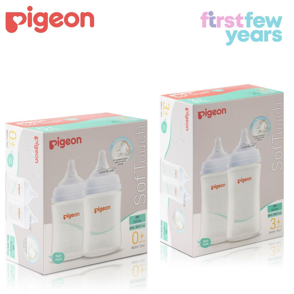 Pigeon SofTouch Peristaltic PLUS Wide Neck PP/BPP Bottle Clear TWIN PACK (2 Sizes) | Shopee ...