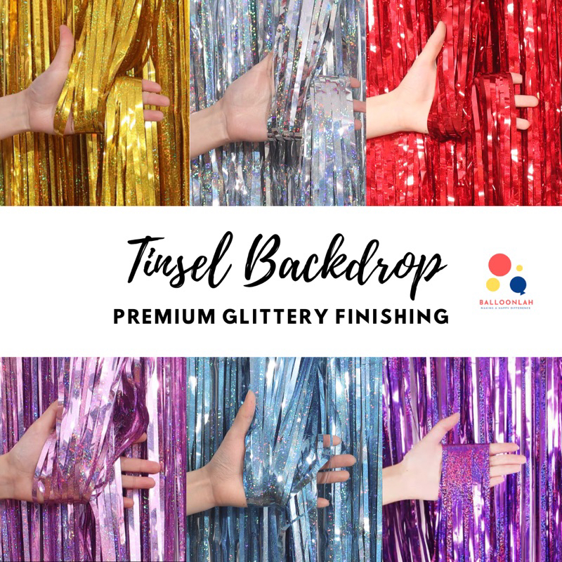 Tinsel Party Backdrop Premium Glittery Finishing [READY STOCK IN SG ...