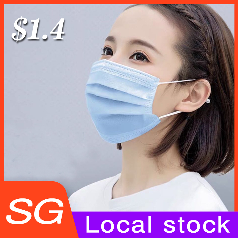 [SG] Local Ready Stock face mask disposable Adult black 3ply 50 pcs ...