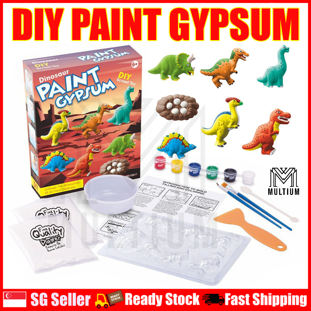 (Portrait Box) DIY Paint Gypsum - Dinosaur 1 | Kid Plaster Painting ...