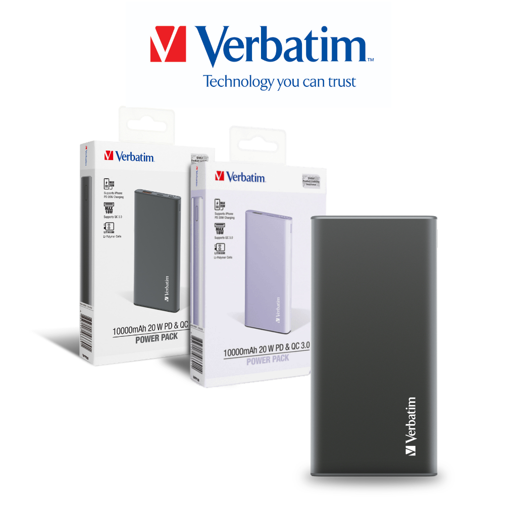 (NEW) Verbatim 10000mAh 20W PD & QC 3.0 Power Pack 66689 66691 | Shopee ...