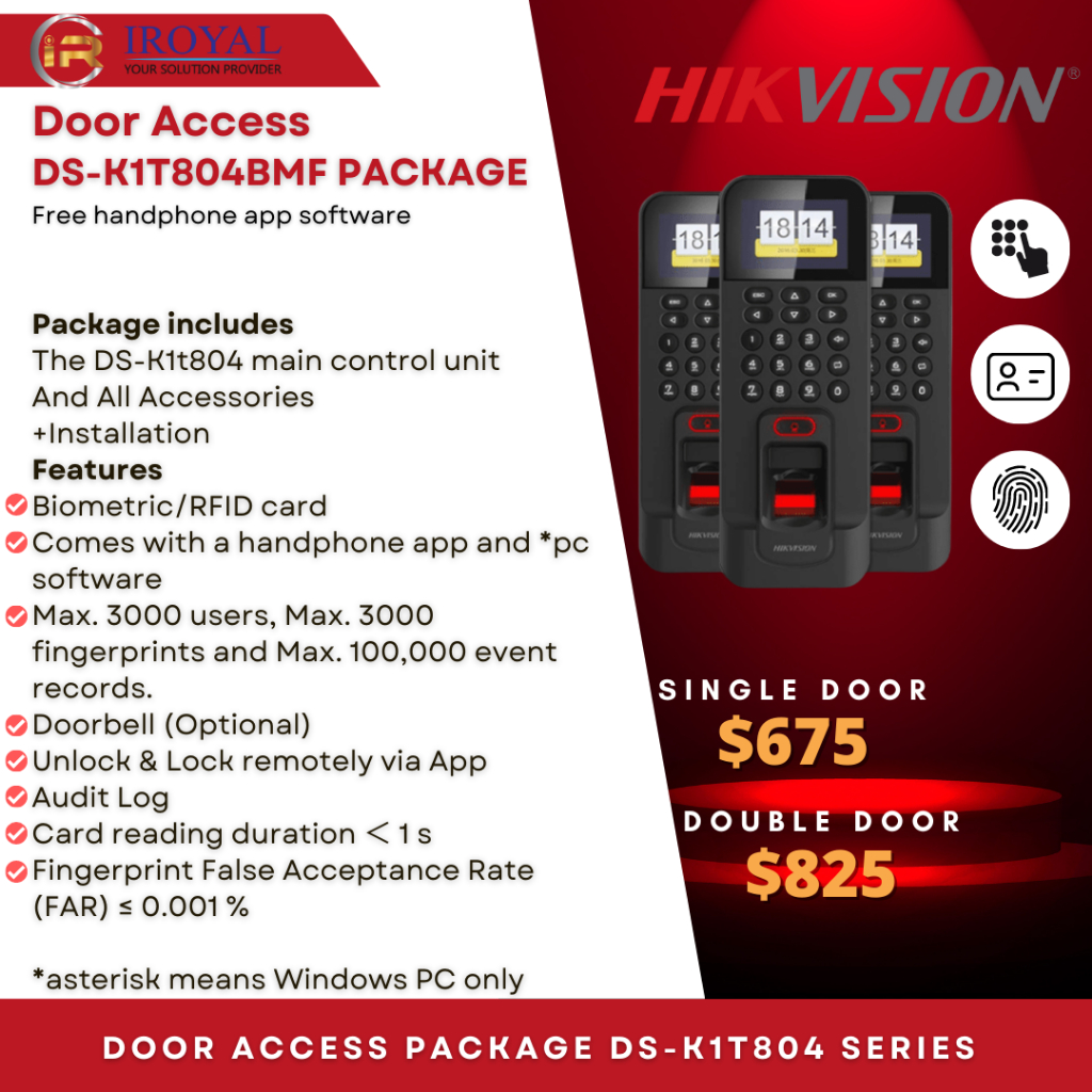Hikvision Single / Double Leaf Door Access Fingerprint Biometric Access ...