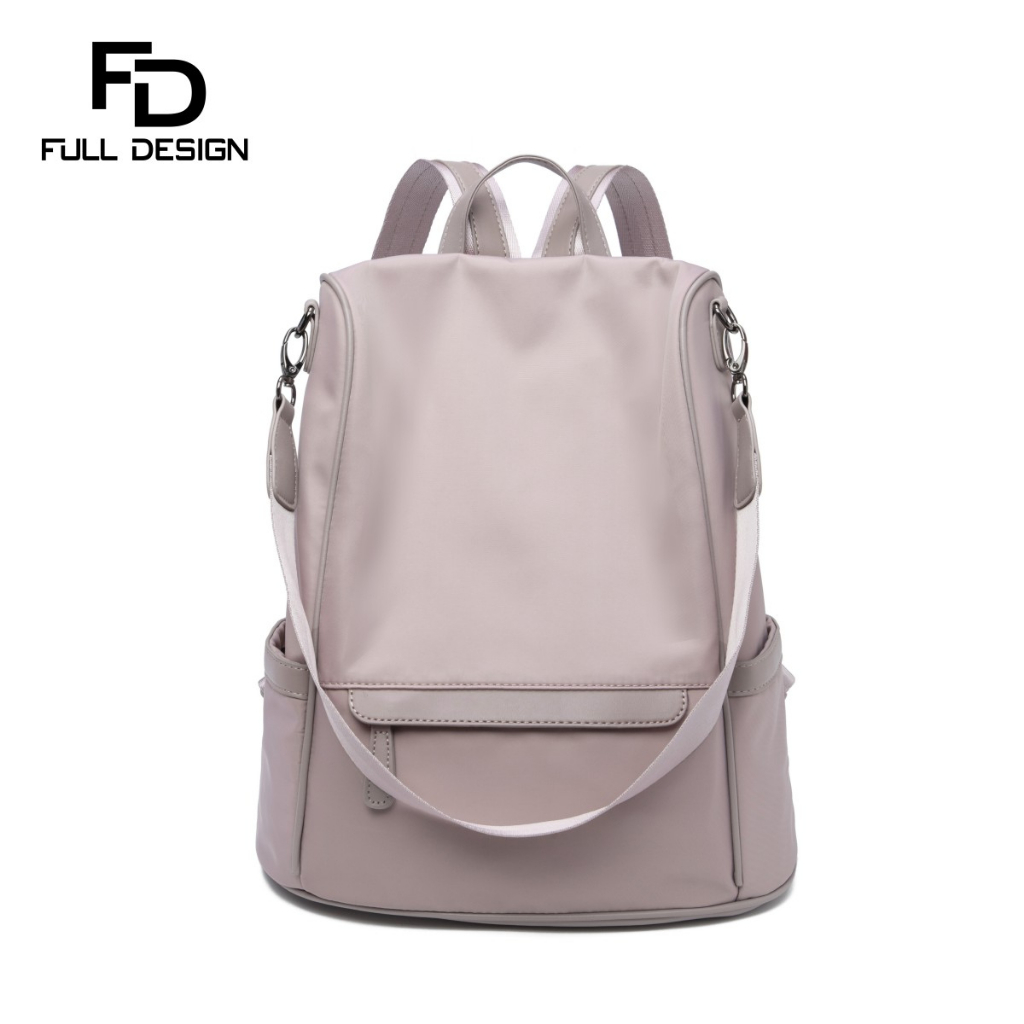 FULL DESIGN Waterproof Anti-theft Backpack with Sling Strap Pink Black ...
