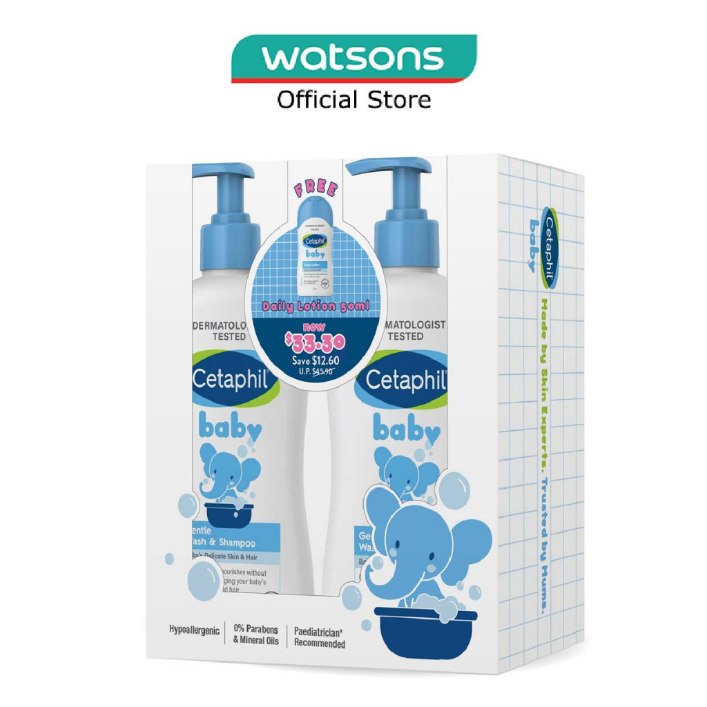 CETAPHIL Wash & Shampoo with Glycerin & Panthenol Pack Set (2 x 400ml ...