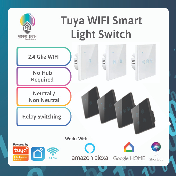 🇸🇬 SMART TECH® Tuya Smart Switch NO Neutral Wifi / Smart Home / WIFI ...