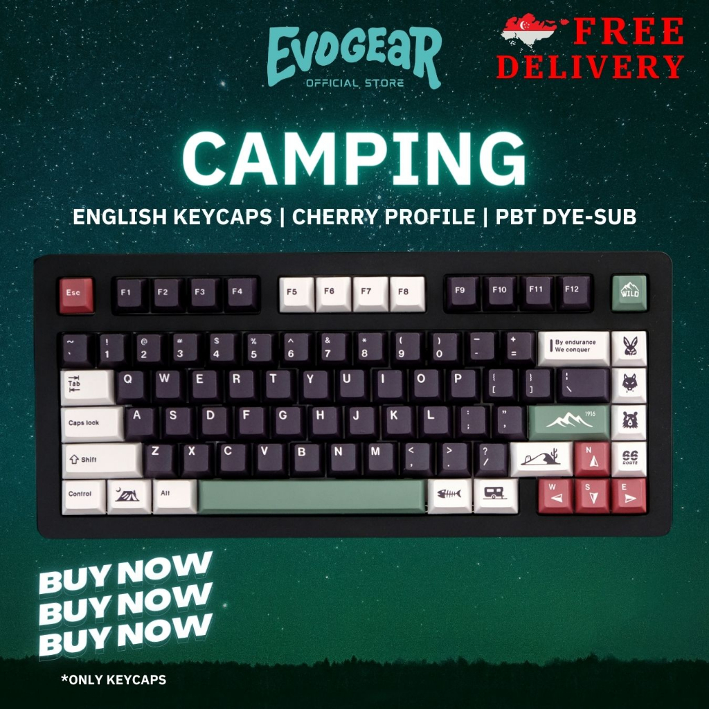 [SG READY STOCK] Camping Keycaps | 134 Keys | Cherry Profile | PBT Dye ...