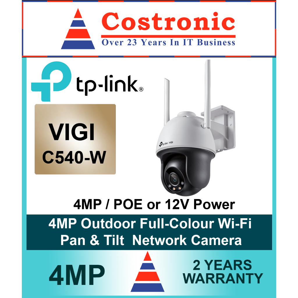 TP-link VIGI C540-W / C540 4MP Outdoor Full-Colour Wi-Fi Pan Tilt ...