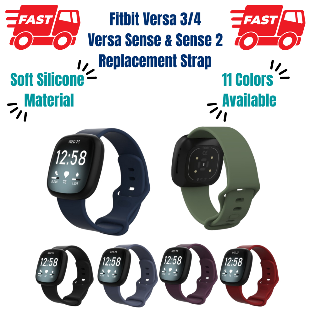 Fitbit Versa 3/4 | Versa Sense & Sense 2 Classic Silicone Rubber Smart ...