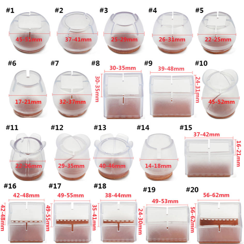 Table Chair Leg Caps 12Pcs Chair Leg Caps Rubber Feet Protector For ...