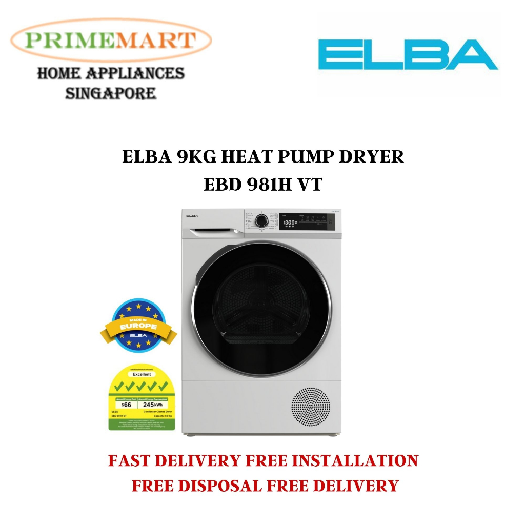 ELBA 9KG EBD 981H VT HEAT PUMP DRYER *MADE IN EUROPE* FREE DELIVERY ...