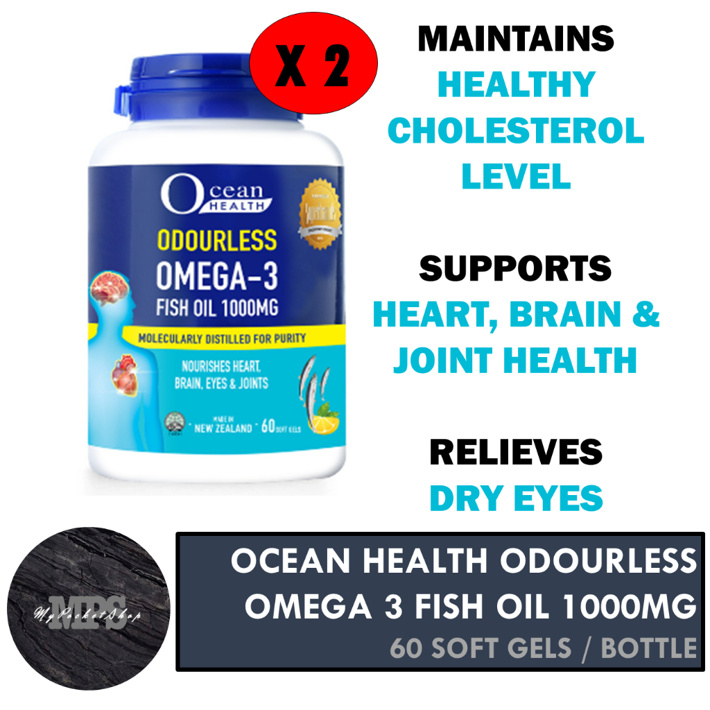 Ocean Health Odourless Omega 3 Fish Oil 1000MG (60 Soft Gels/Bottle ...