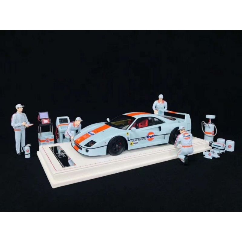 VIP Model 1/18 Ferrari F40 Gulf With Figures & Garage Tools. Autoart ...