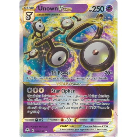 Pokemon TCG Card Unown VStar SS Silver Tempest 066/195 Ultra Rare ...