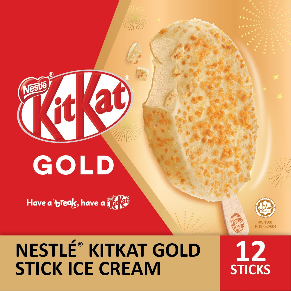 NESTLÉ KIT KAT Gold Stick Ice Cream (12 Sticks, 85ml each) with Free NESTLÉ Cooler Bag | Shopee ...