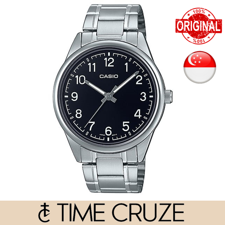 [Time Cruze] Casio MTP-V005 Analog Quartz Stainless Steel Strap Black Dial Men Watch MTP-V005D ...
