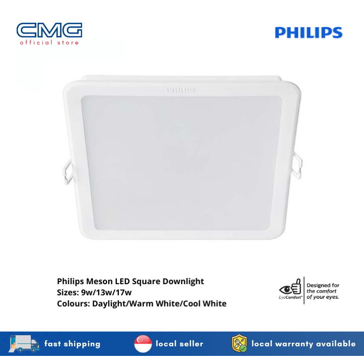 Philips Meson LED SQUARE Downlight 9w/13w/17w in DL/WW/CW | Shopee ...