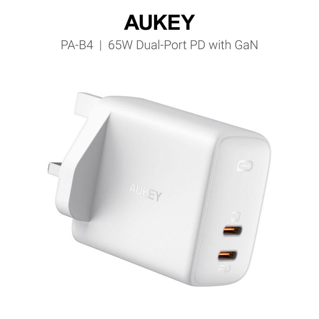 Aukey PA-B4T Omnia ll Dual-Port USB-C 45W PD Wall Charger with GaN Power Technology | Shopee ...