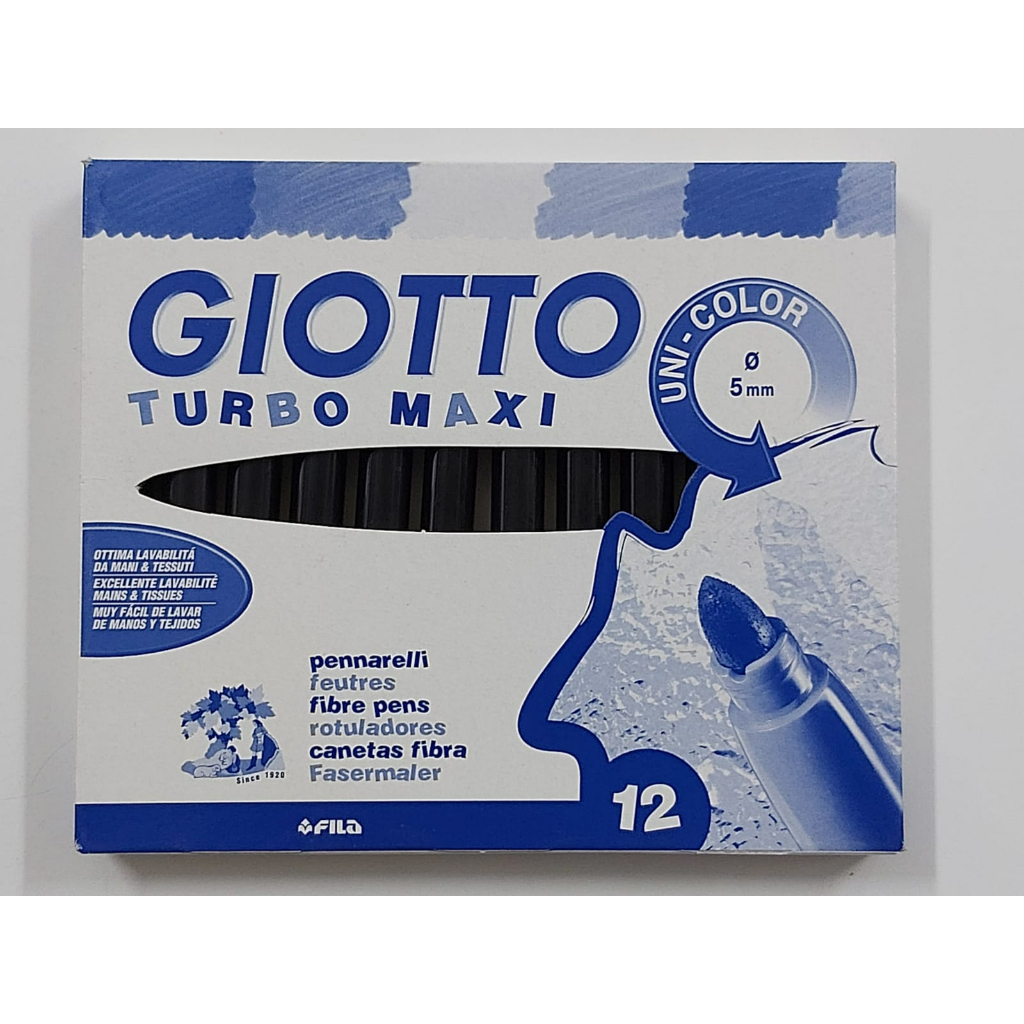 Giotto Turbo Maxi Marker Pens Box, Black (12 Pieces) | Shopee Singapore
