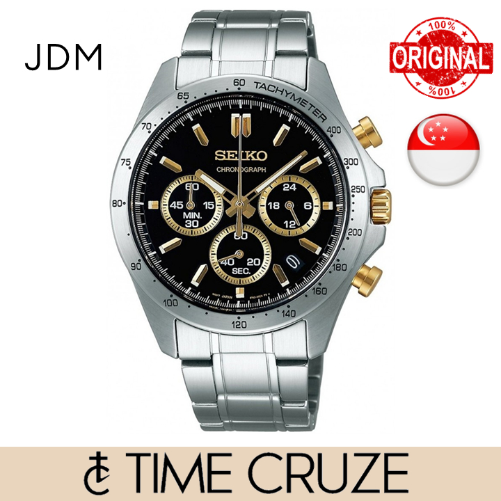 [Time Cruze] Seiko JDM SBTR015 Spirit Chronograph Black Dial Quartz Men ...