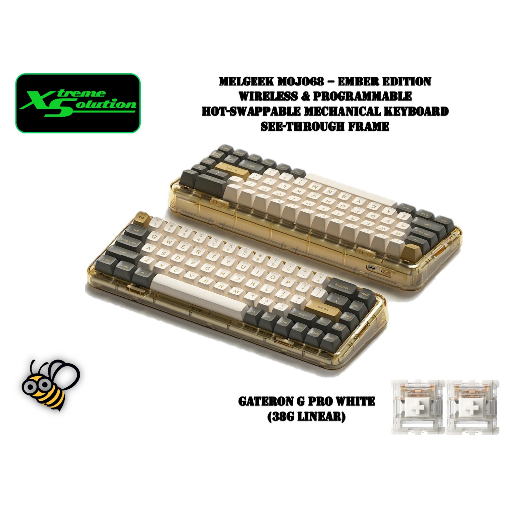 Melgeek Mojo68 Ember Edition - Wireless Hotswappable Mechanical Keyboard | Gateron G Pro Silver ...