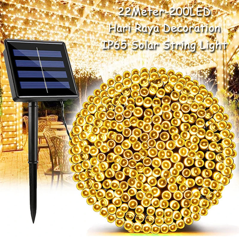 Lampu Raya 22M Outdoor Solar Hari Raya Lights 200LED Light Strip ...