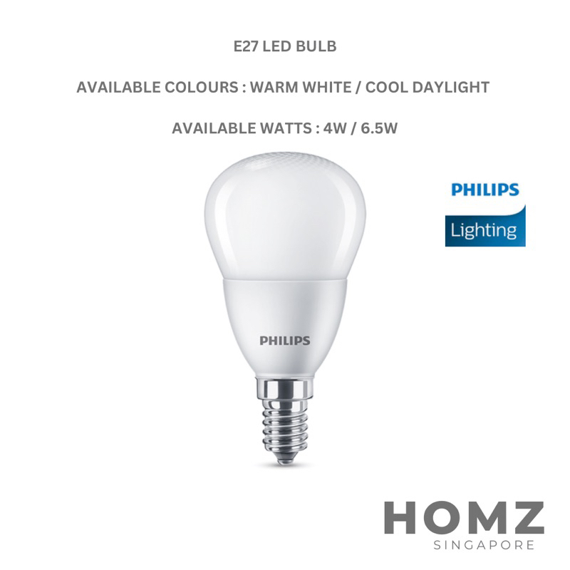 Philips LED Bulb E14 Base in Warm White or Cool Daylight 4W/6.5W ...