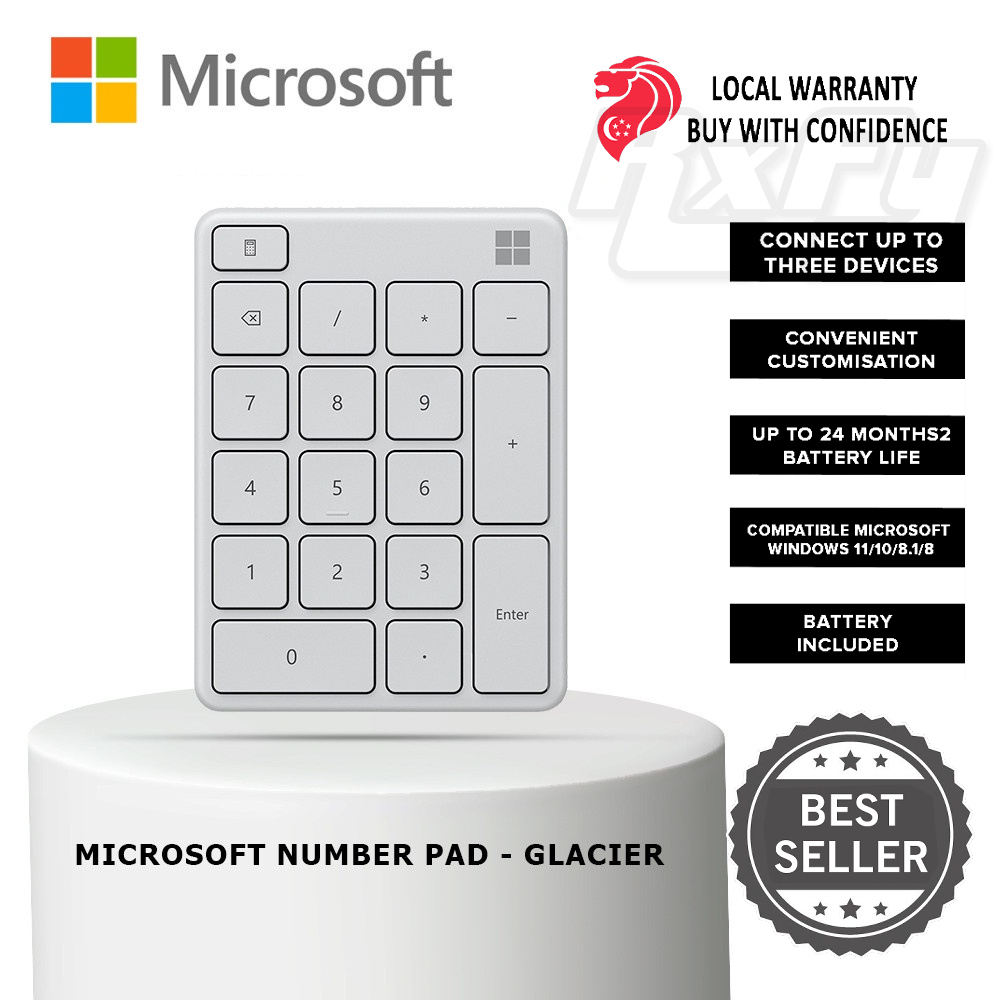 Microsoft Number Pad Wireless Ergonomic Keyboard with Bluetooth slim ...