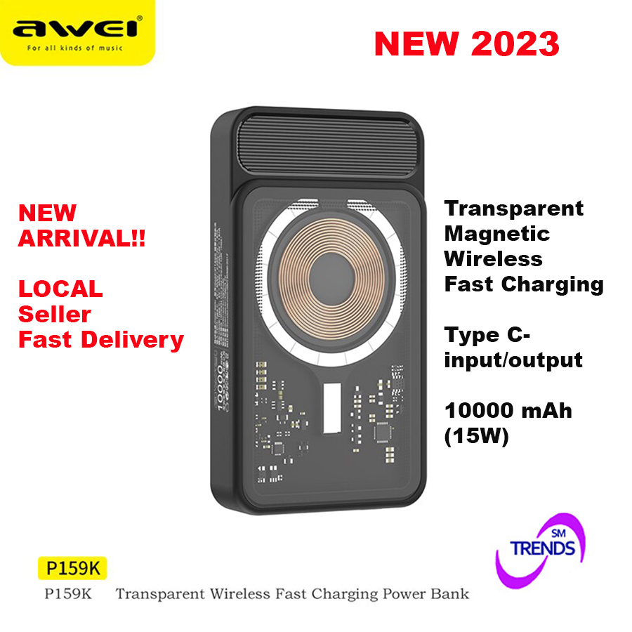 Wireless Powerbank Transparent Casing 20W PD 10000mAh Awei P159K / Awei ...