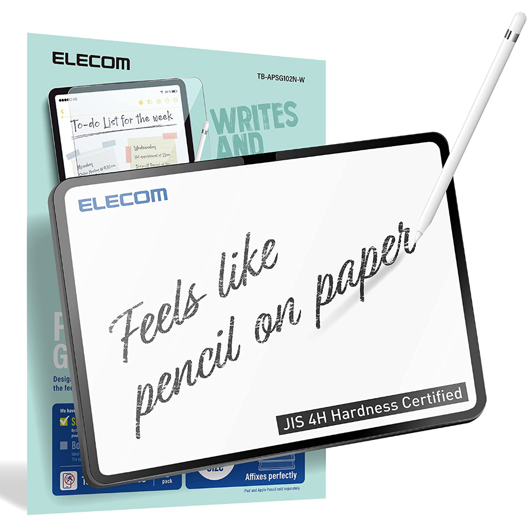 ELECOM 2-Pack Paper-Feel Glass Screen Protector for iPad/Smooth Surface ...