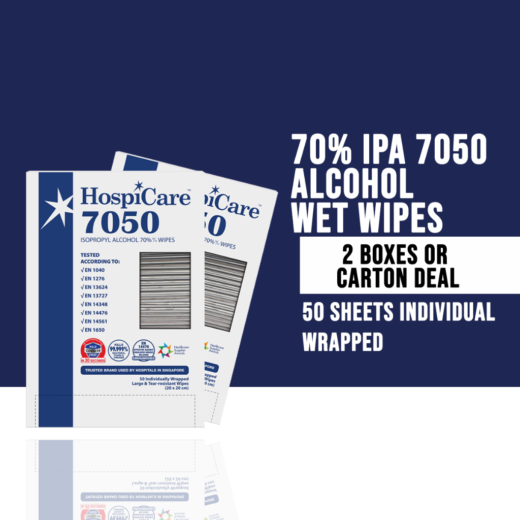 HospiCare 70% IPA 7050 Alcohol Wipes 50pcs (2 boxes or Carton Deals 12 ...