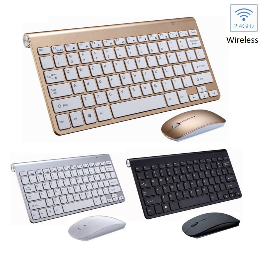 Mini Keyboard Mouse Combo Set 2.4G Wireless Ultra-thin Gaming PC Laptop ...