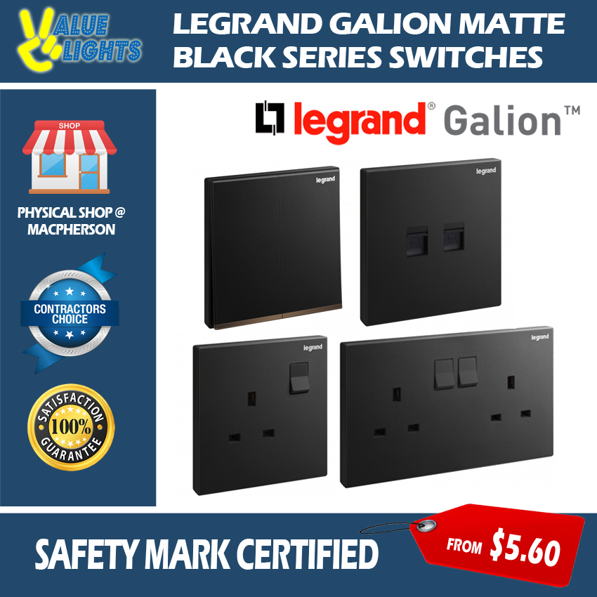Legrand Galion Black Series Switch Socket Heater Door Bell Data Socket ...