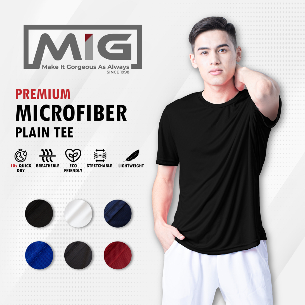 MIG Mircofiber Filament Unisex 130gsm Adult Quick Dry Round Neck Short ...