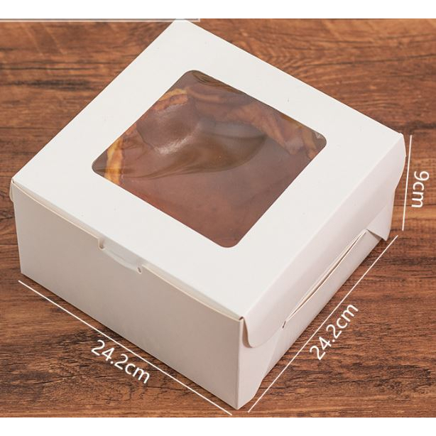 White Cake box 7 / 8 /10 inch white transparent window single layer ...