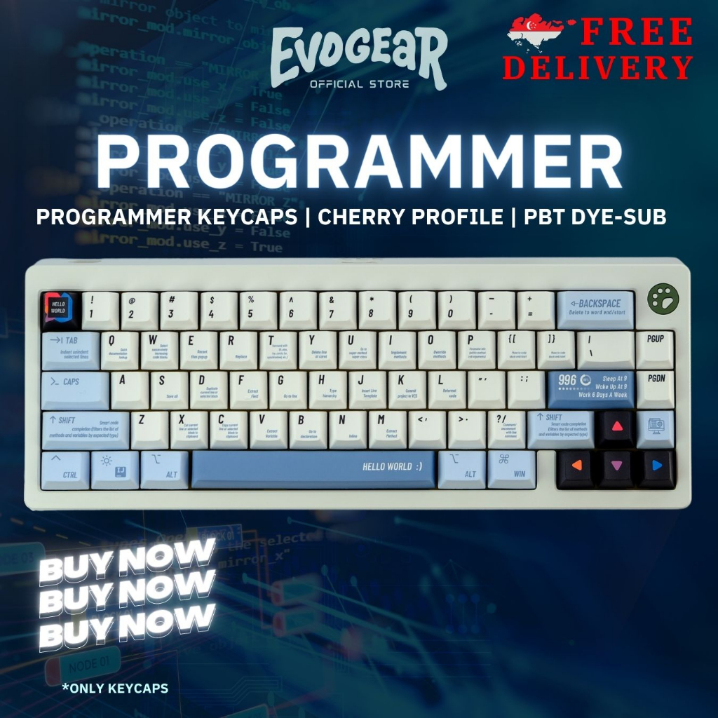 [SG READY STOCK] Programmer Keycaps | 134 Keys | Cherry Profile | PBT ...