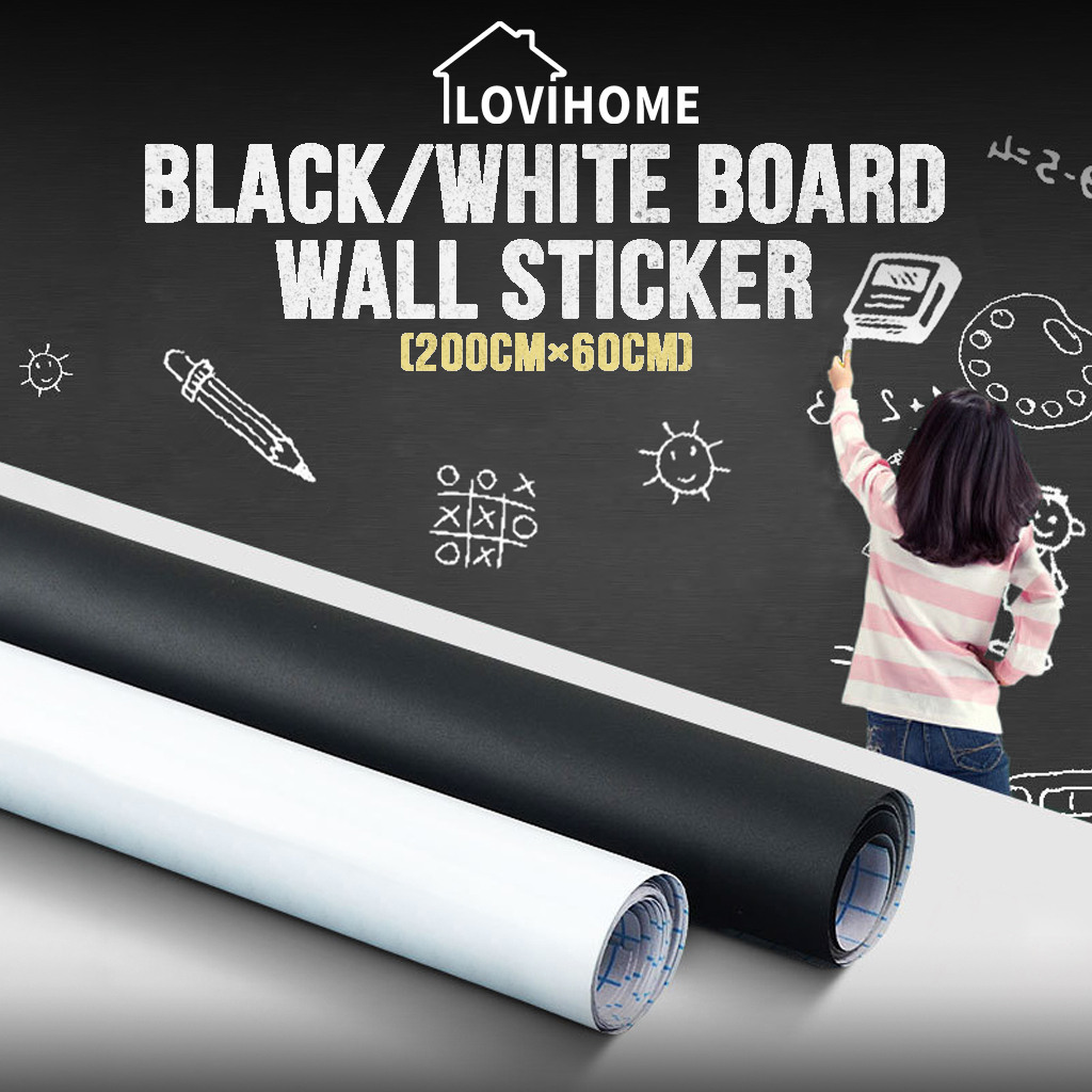 SG PVC Whiteboard Blackboard Wall Sticker - Black White Writing Drawing ...