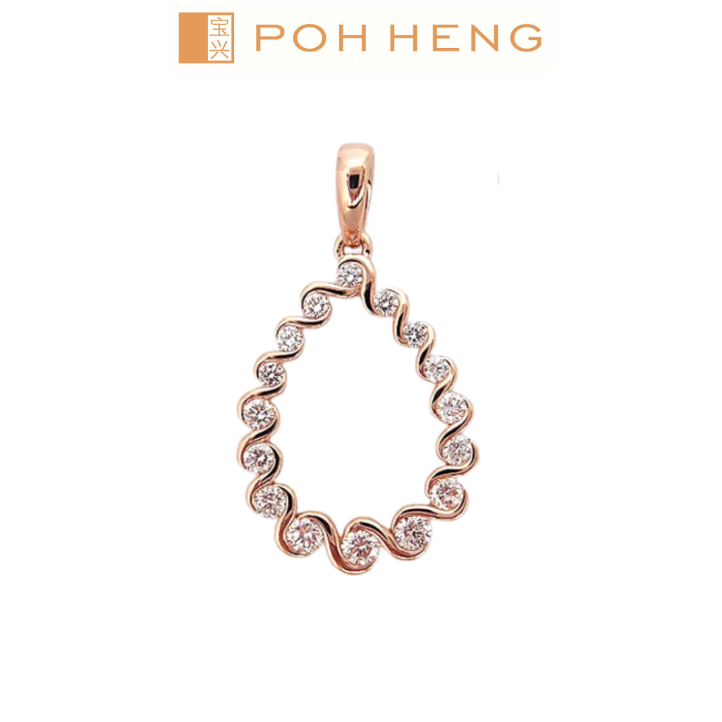 Poh Heng Jewellery 18K Love Journey Teardrop Diamond Pendant in Rose ...