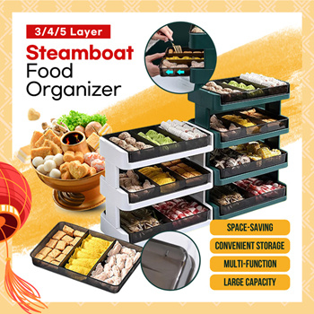 3 Layer 4 Tier 5 Level Steamboat Food Tray Hot Pot Storage Organizer ...
