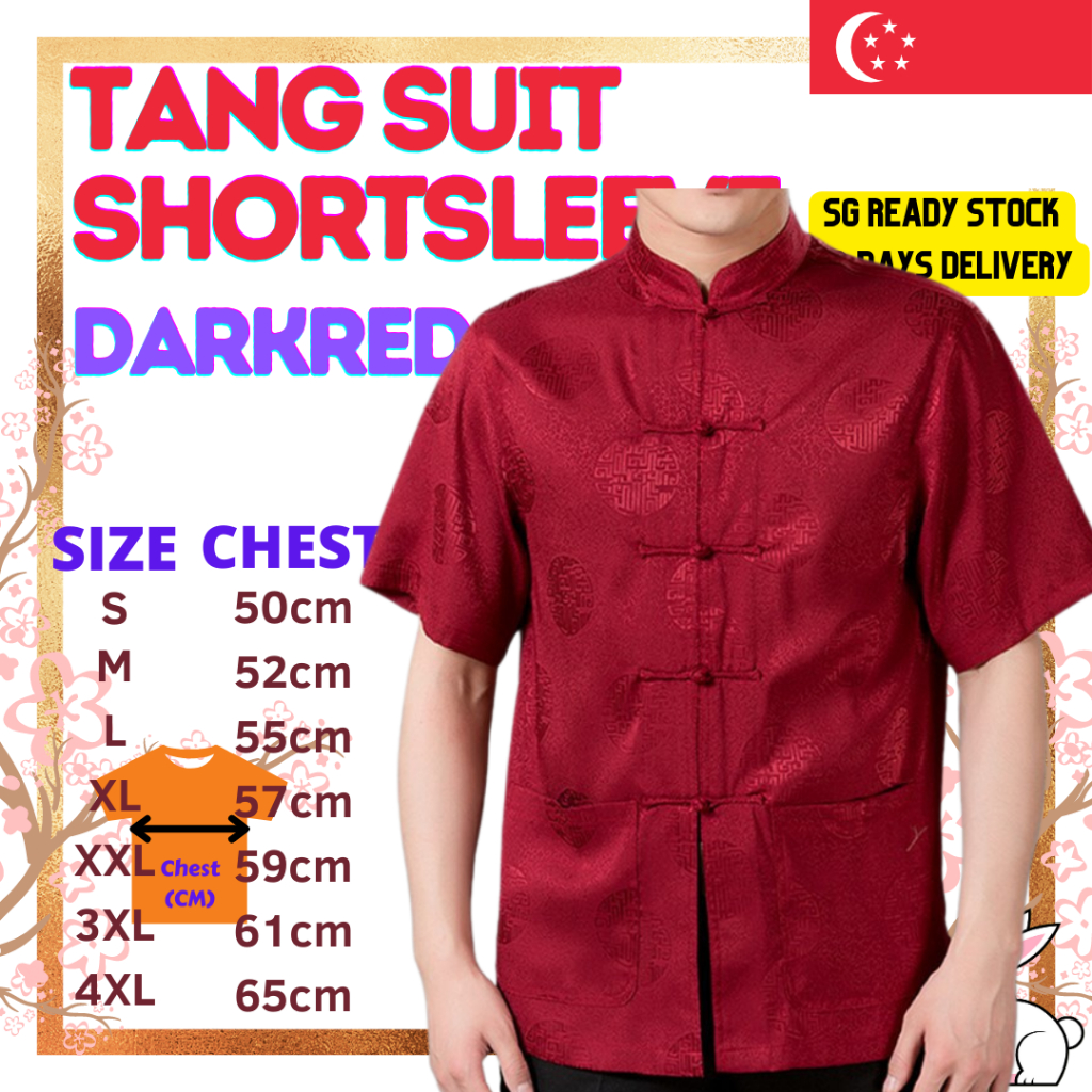 [1-3 DAYS SG DELIVERY]CNY MEN TANGSUIT TANG SUIT SHORT SLEEVE SINGAPORE ...
