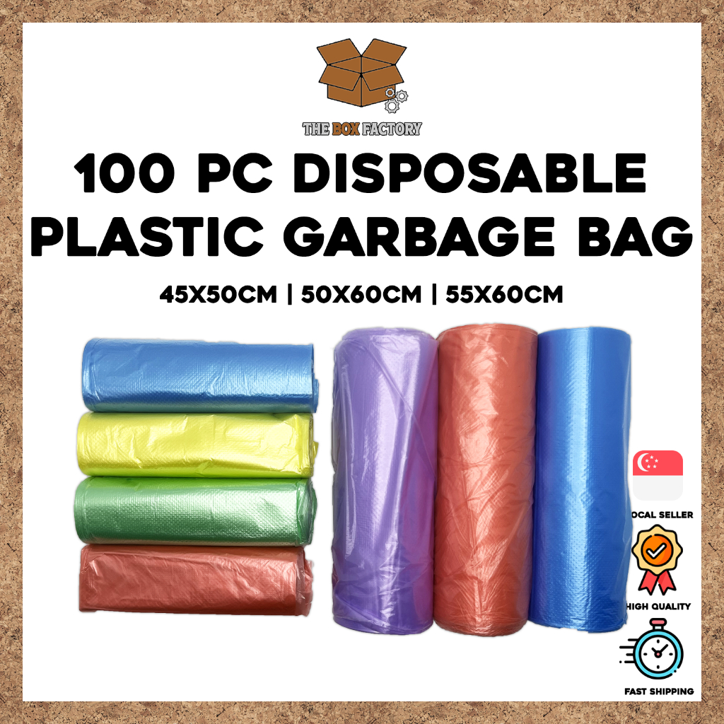 100 Pc Garbage Rubbish Plastic Disposable Bag Dustbin Dustbin Liners ...