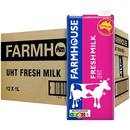 Farmhouse UHT Fresh Milk 1Ltr x 12 Packets (Bundle of 2) (BBD: SEP 2025 ...