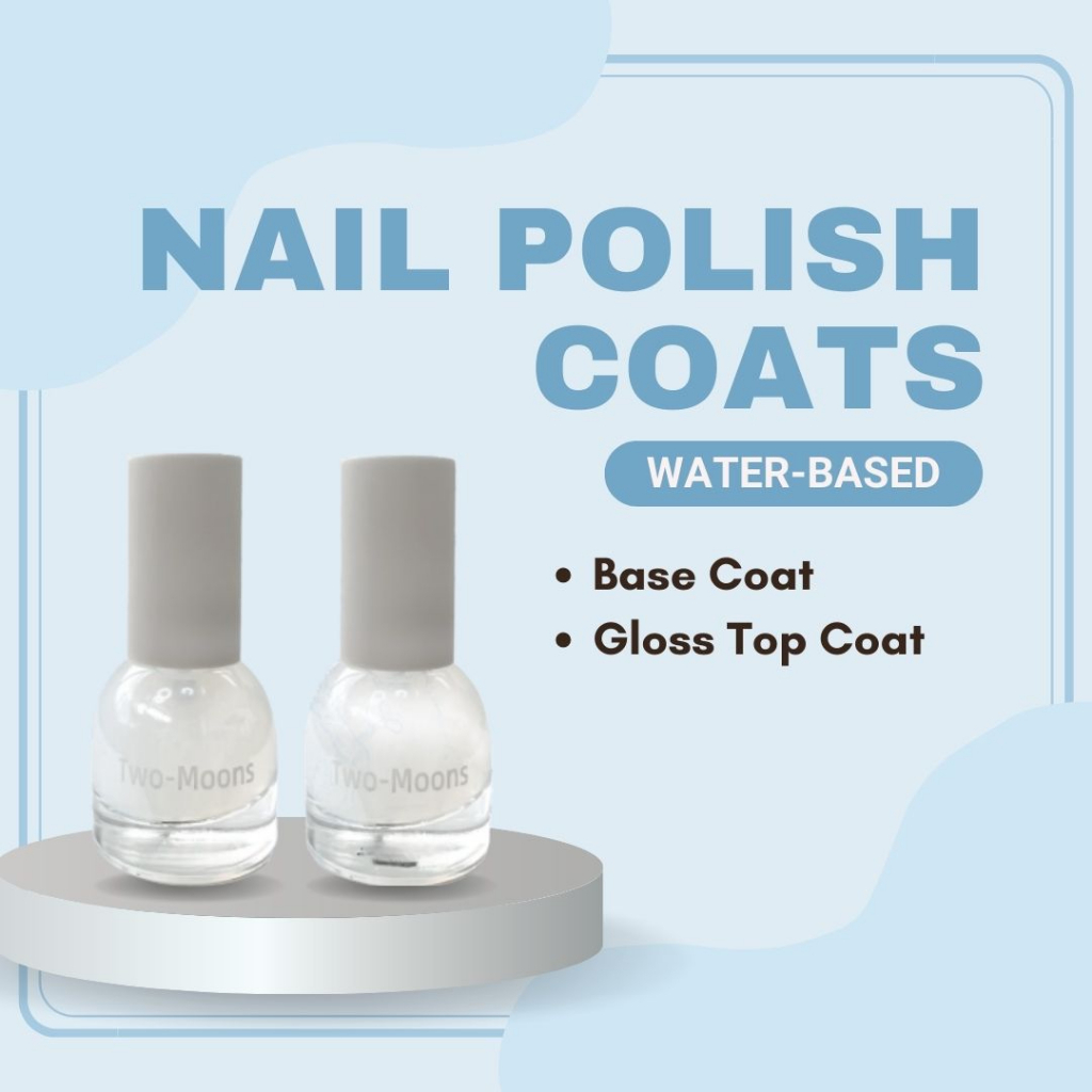 [SG STOCKS] TWO MOONS Nail Polish Top and Base Coat 10ml - Water Based ...