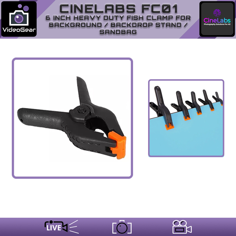 CineLabs FC01 — (6 Inch Heavy Duty Fish Clamp For Background / Backdrop ...