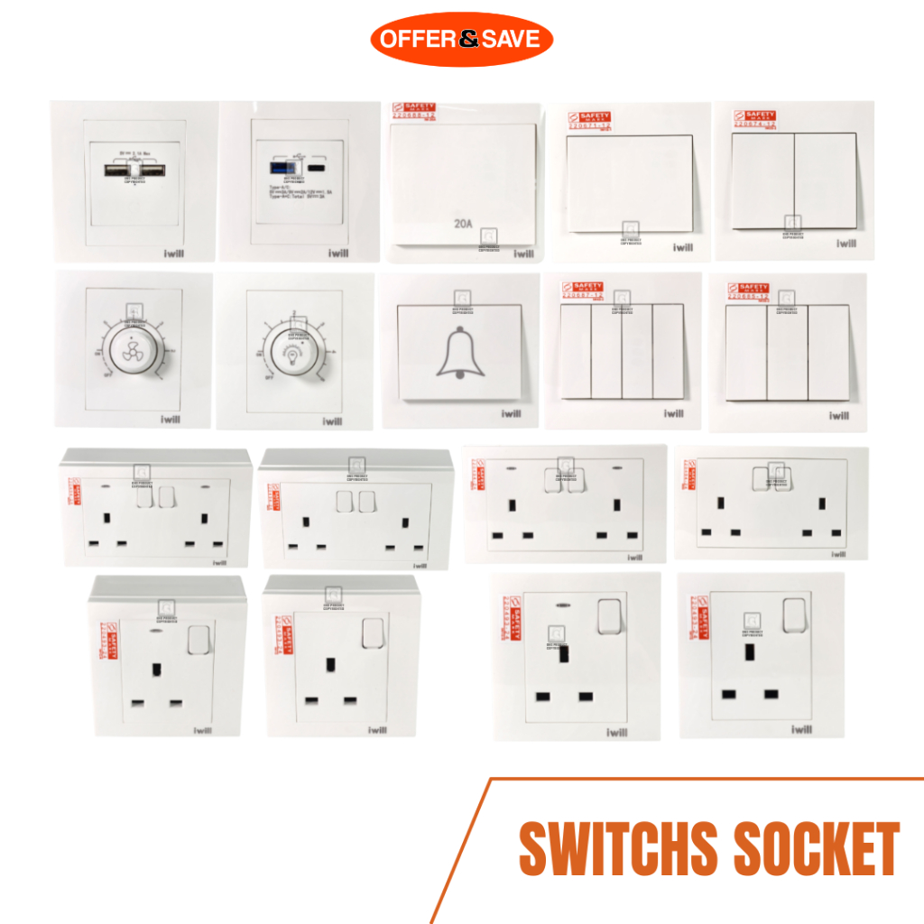 ONS Switch / Socket [Dimmer - USB Wall Socket - Push Switch - Socket ...