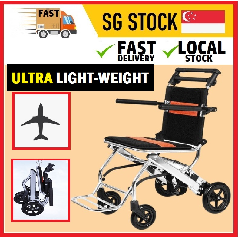 Foldable Lightweight Aluminium wheelchair push chair pushchair | Shopee ...