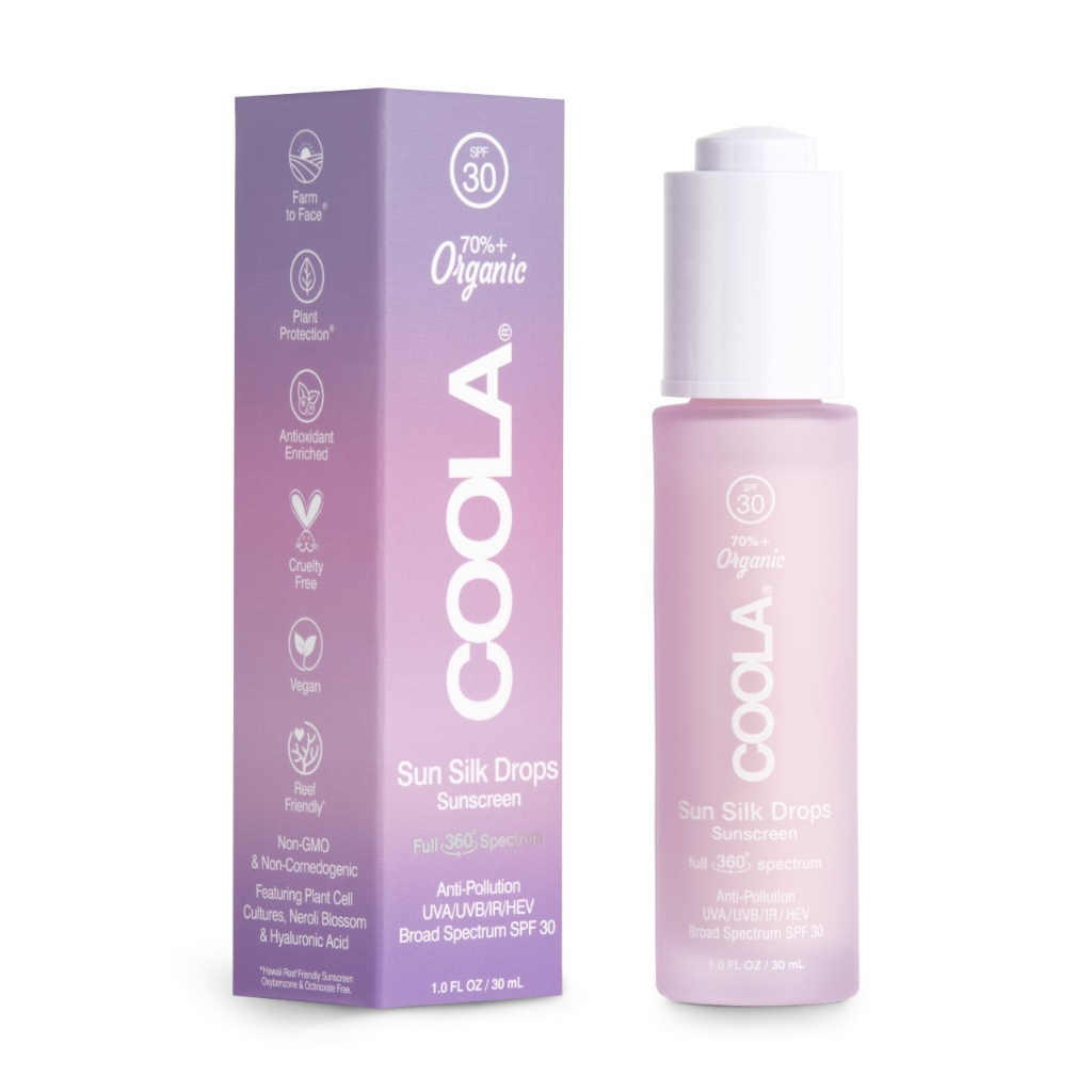 COOLA SPF 30 FULL SPECTRUM 360° SUN SILK DROPS ORGANIC SUNSCREEN | Blue ...