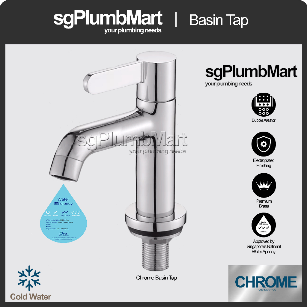 sgPlumbMart Alta Basin Tap Cold Water Bathroom Basin Faucet Tap 8323 ...