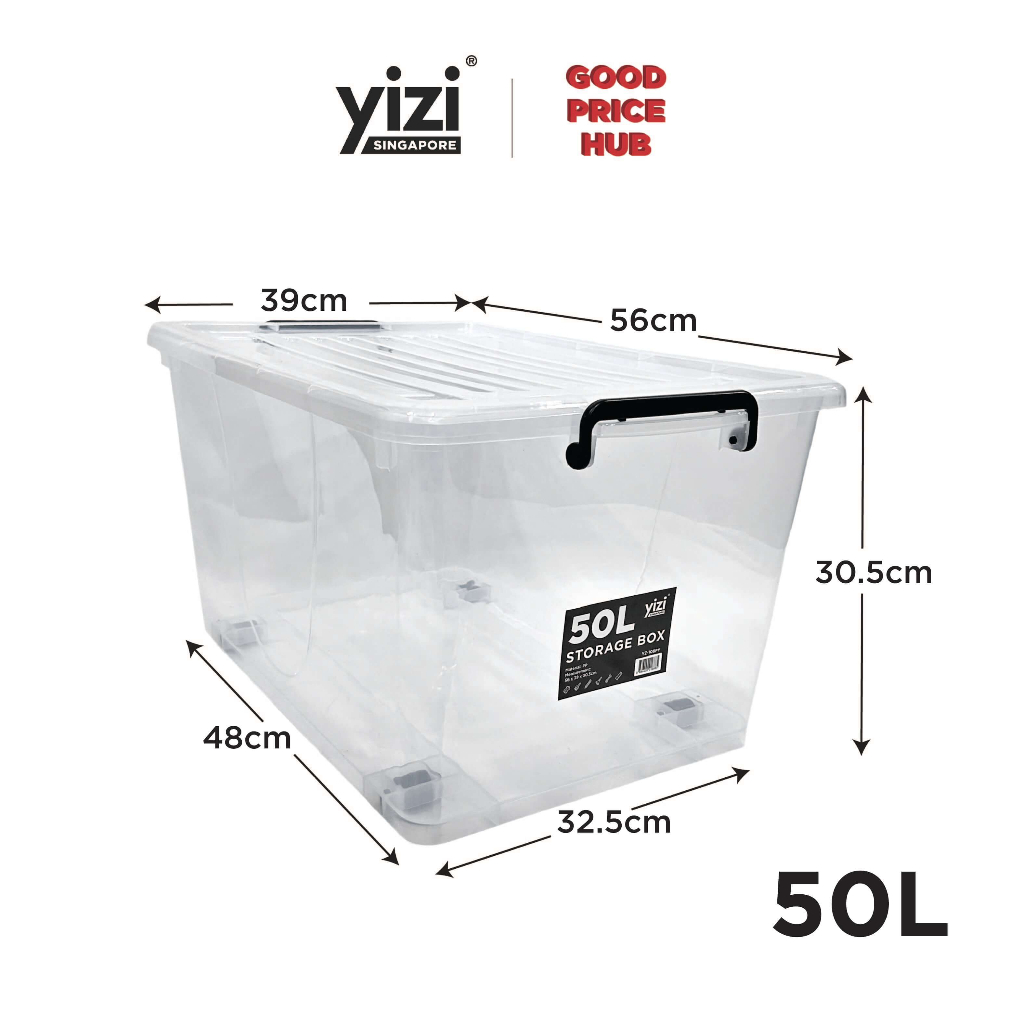 YIZI Transparent Stackable Storage Box with Wheels [ 5L to 70L] | Shopee Singapore