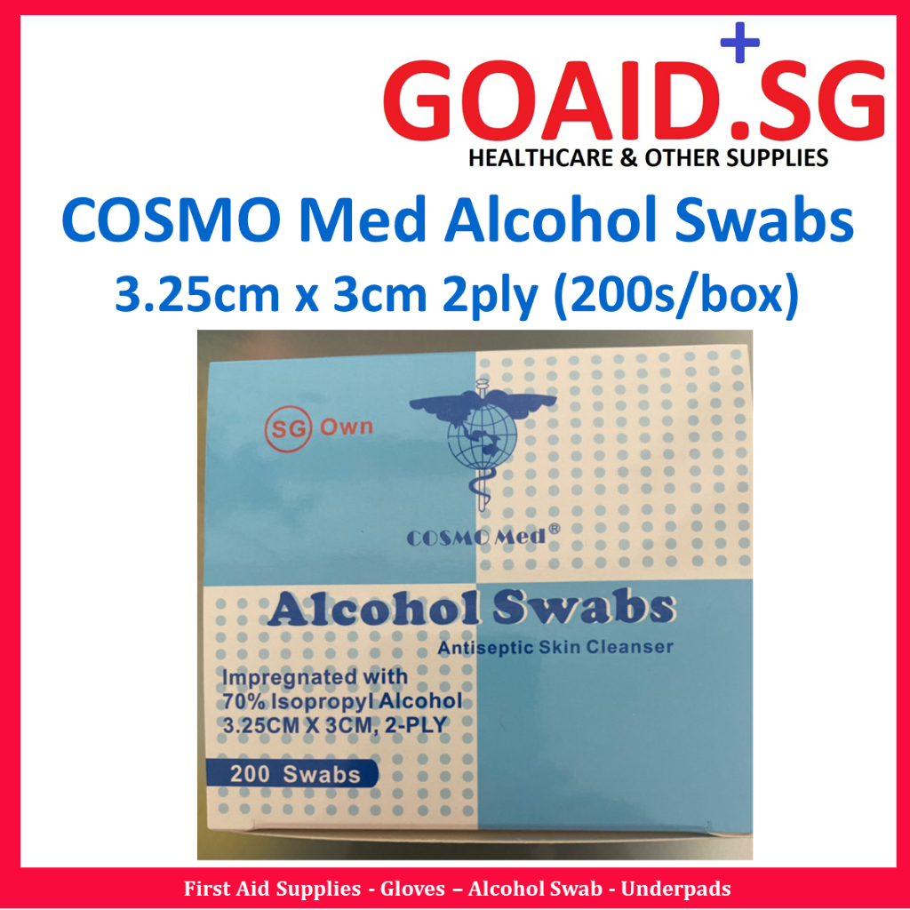 [Buy 1 Free 1] COSMO Med Alcohol Swabs 2ply (3.25cm x 3cm) 200pcs/box ...